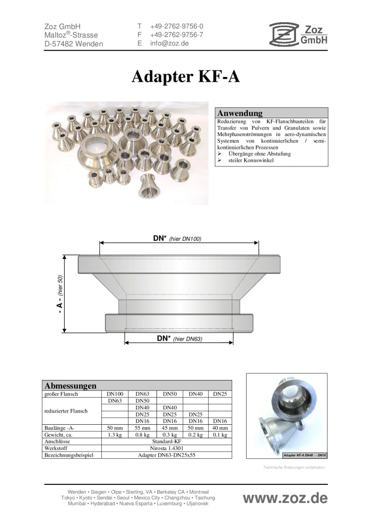 Adapter KF-A - Zoz GmbH